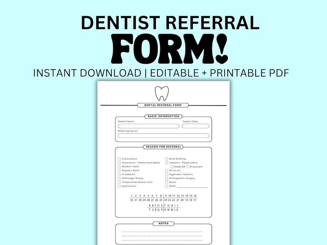 Printable Dental Patient Referral Form | Oral Surgery Dentist Template ...