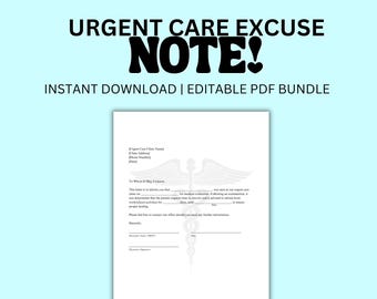 Editable Urgent Care Doctor Note for Work & School, Doctor Excuse Note Template, Doctor's Excuse ...