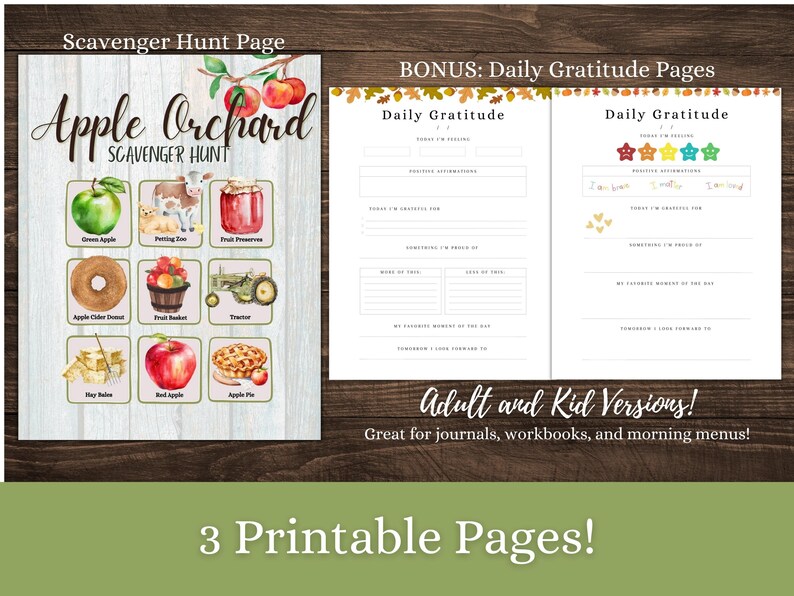 Scavenger Hunt Kids Printable PDF Sheet for Trail Hiking Apple Orchard ...