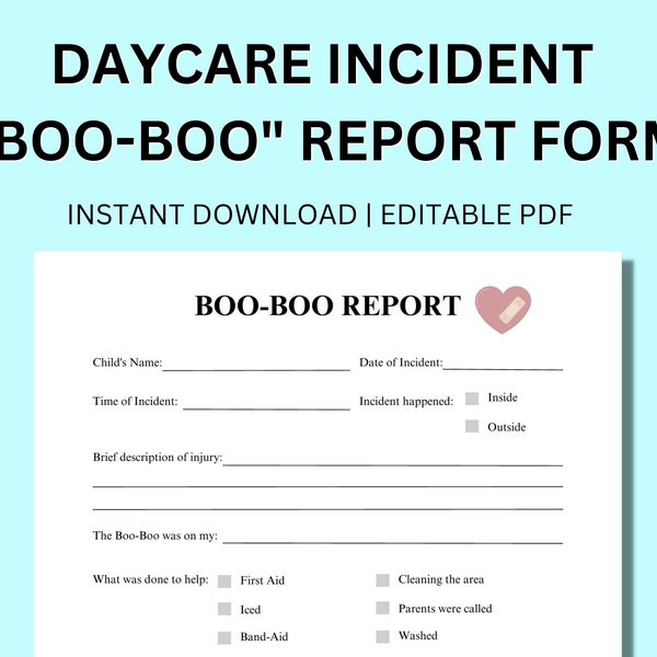 Daycare Incident Report Printable - Etsy