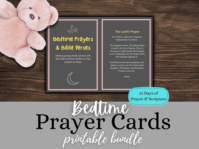 Prayer Cards Printable PDF Bundle Nighttime Routine Christian Scripture ...