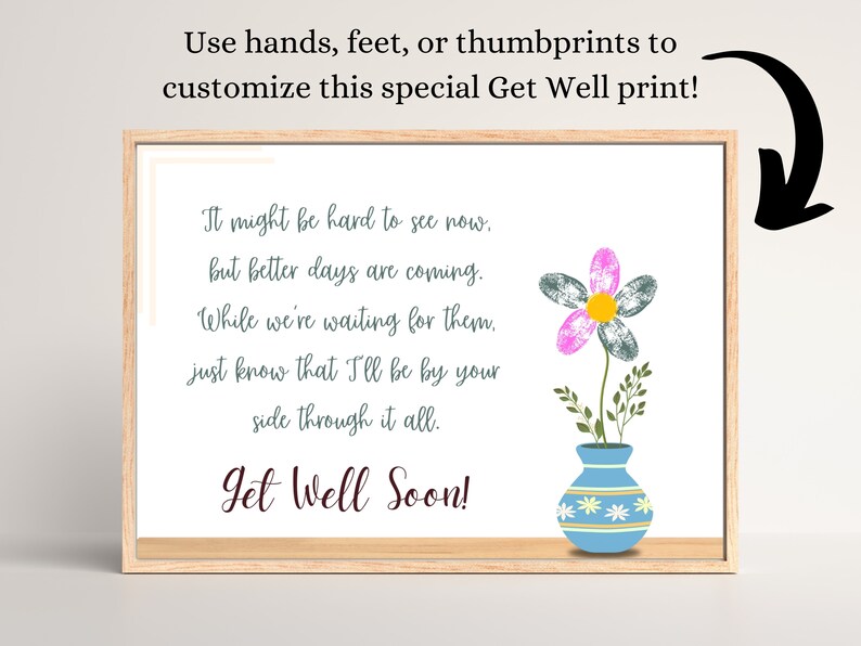 Personalized Get Well Soon Flower Handprint Gift Kids Printable Gift ...