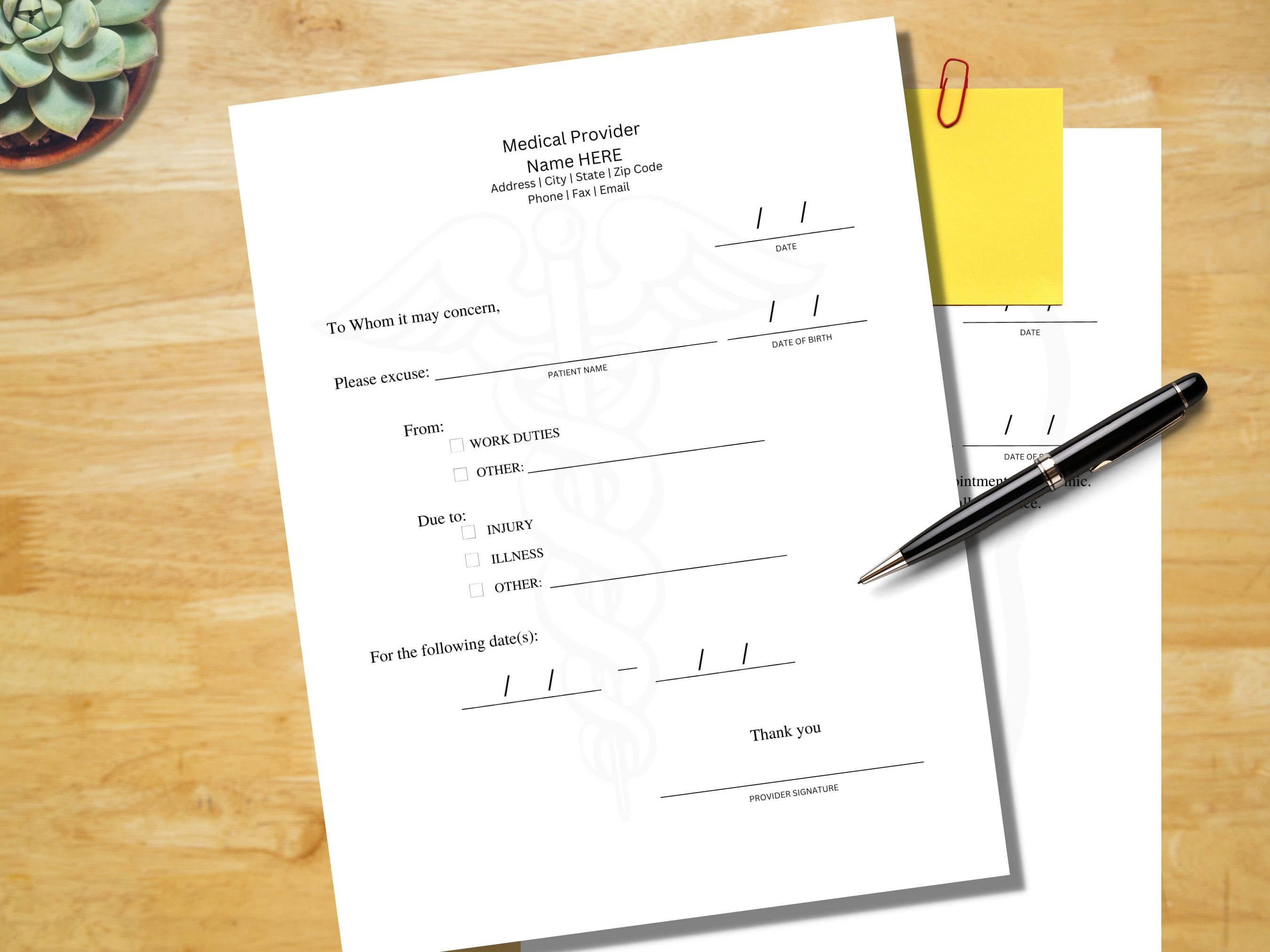 Custom Doctor's Note Excuse PDF Template Set of 9 Bundle - Etsy