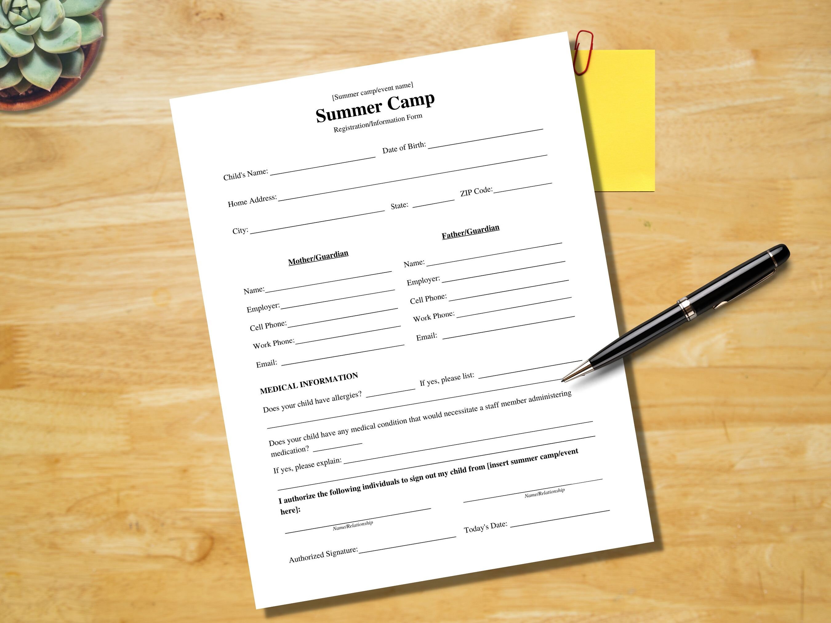 Custom Summer Camp VBS Event Registration Editable Instant Download ...