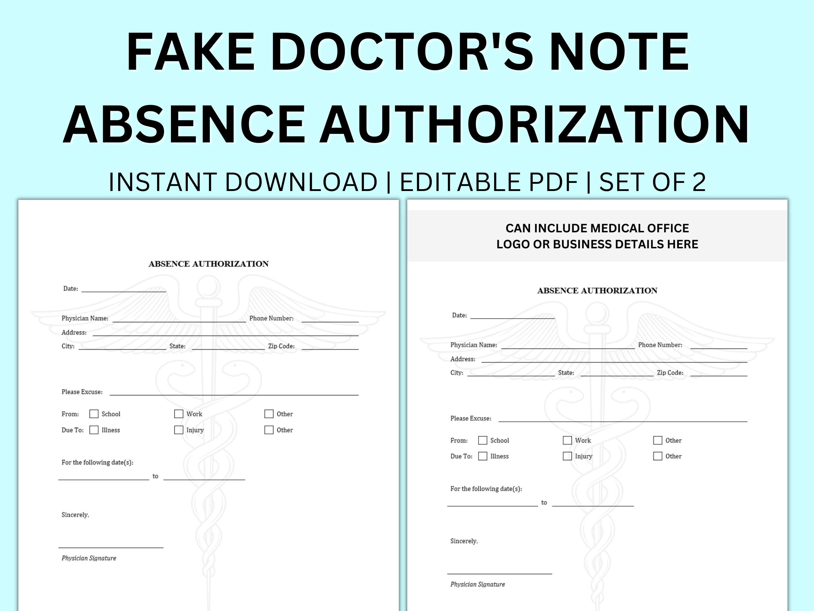 Fake Doctors Note Template Pdf