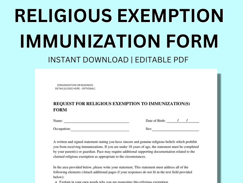 Religious Exemption Immunization Note Excuse PDF Template Letter ...