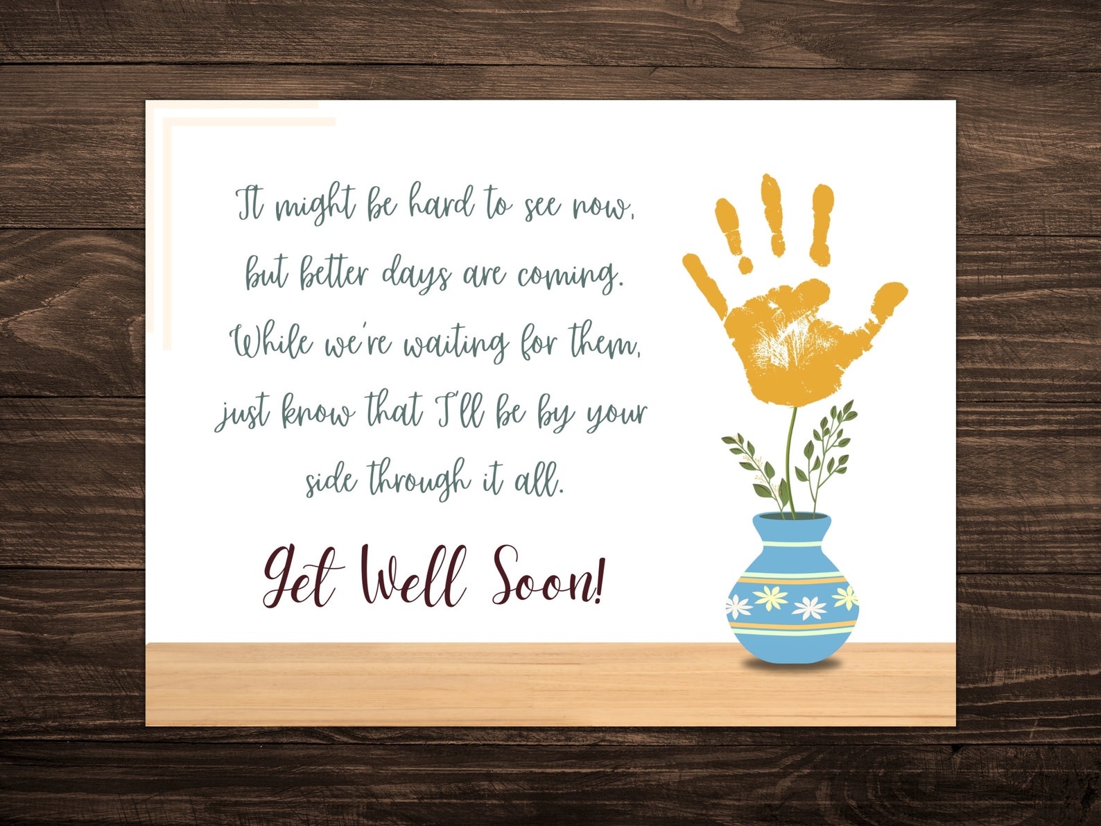 Personalized Get Well Soon Flower Handprint Gift Kids Printable Gift ...