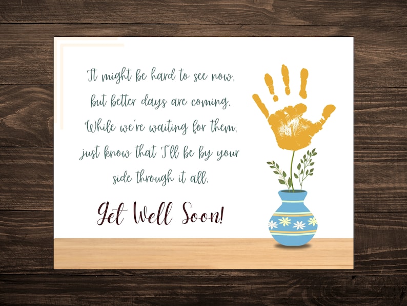 Personalized Get Well Soon Flower Handprint Gift Kids Printable Gift ...