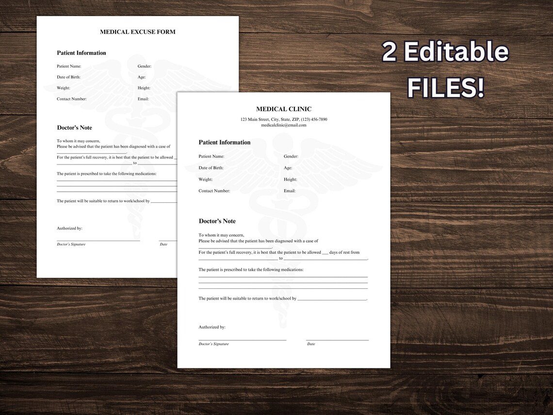 Medical Absence Authorization Printable Template Fake Doctor's Excuse ...