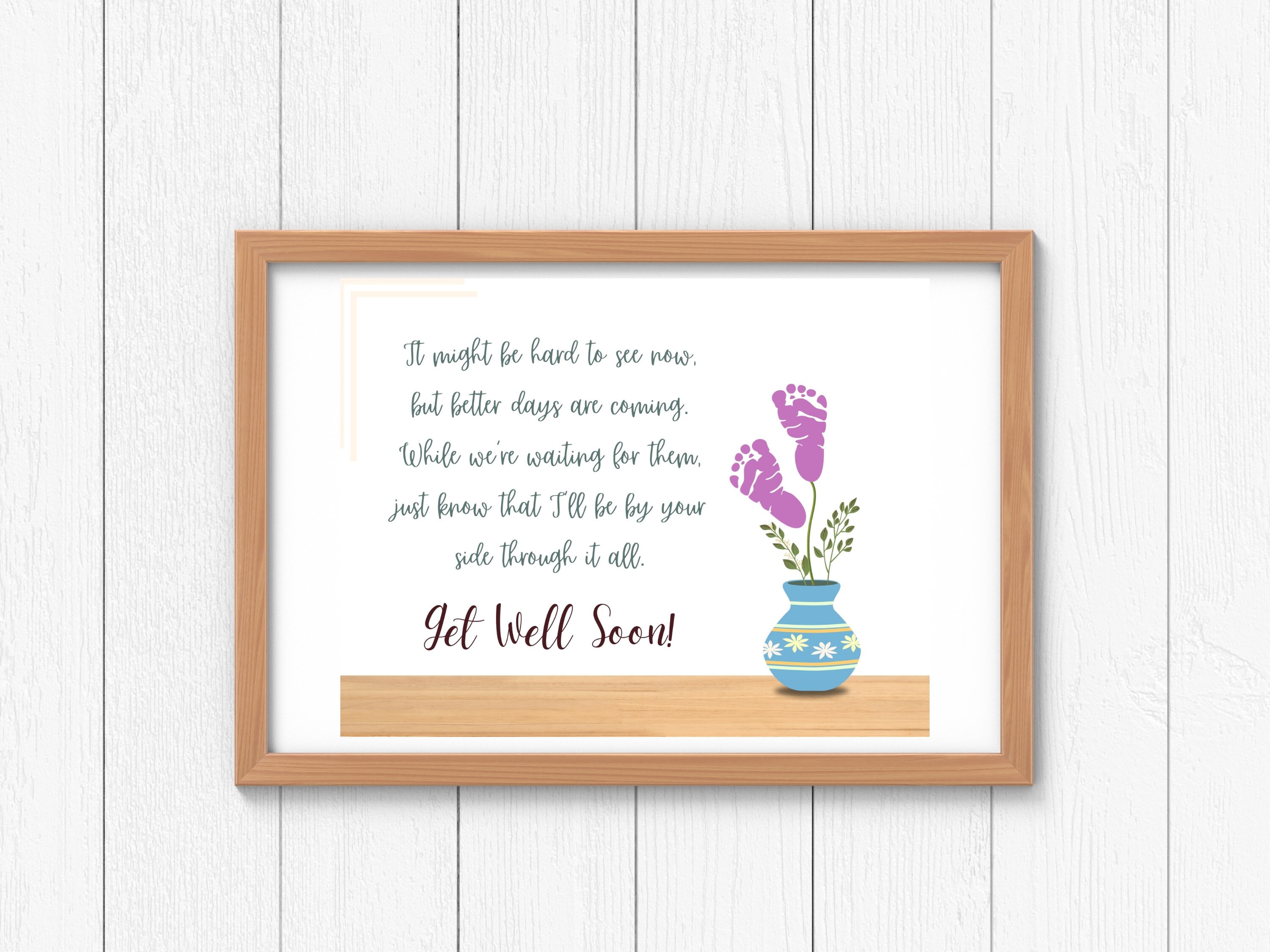Personalized Get Well Soon Flower Handprint Gift Kids Printable Gift ...