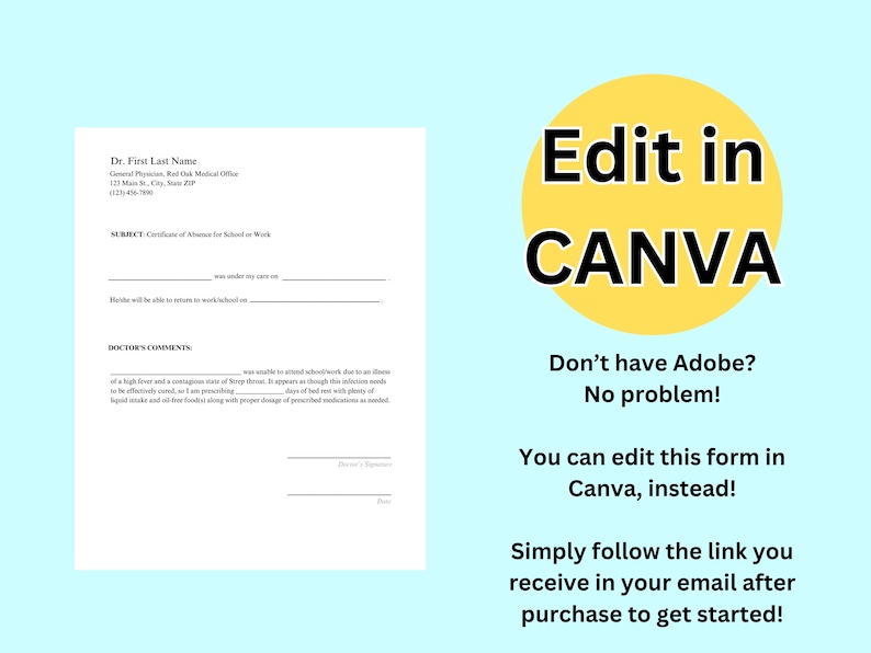 Strep Throat Medical Absence Authorization PDF Template Fake Doctor's ...