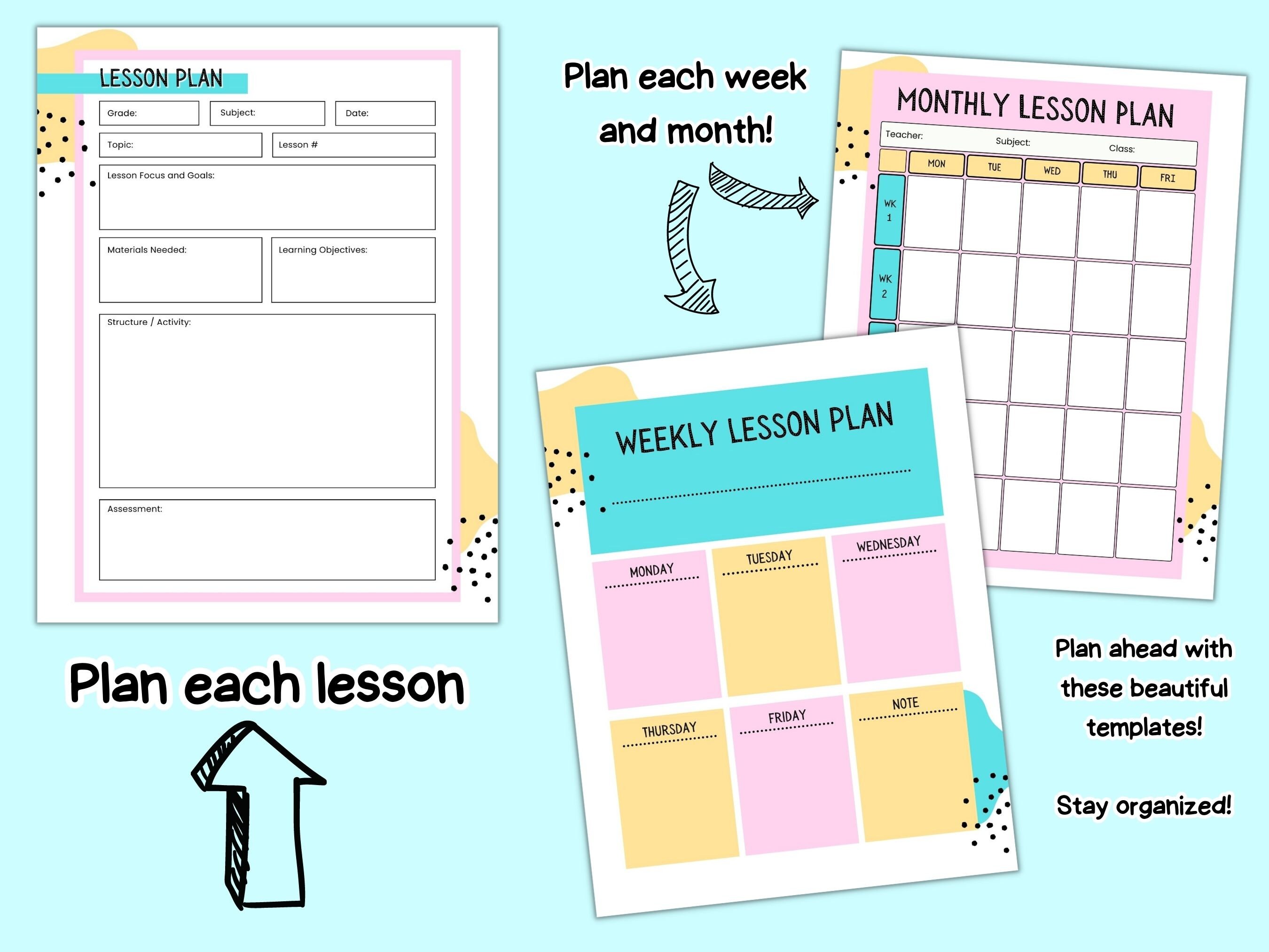 Lesson Plan Template Digital Planner Printable, Homeschool Teacher ...