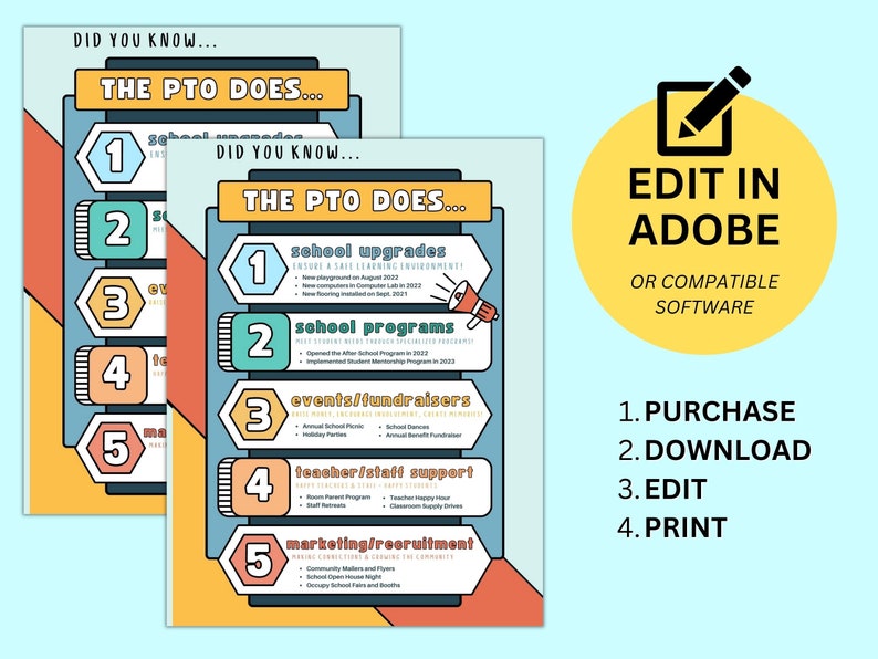 PTO Flyer Printable PDF Did You Know the Pto Pta Does That Handout ...