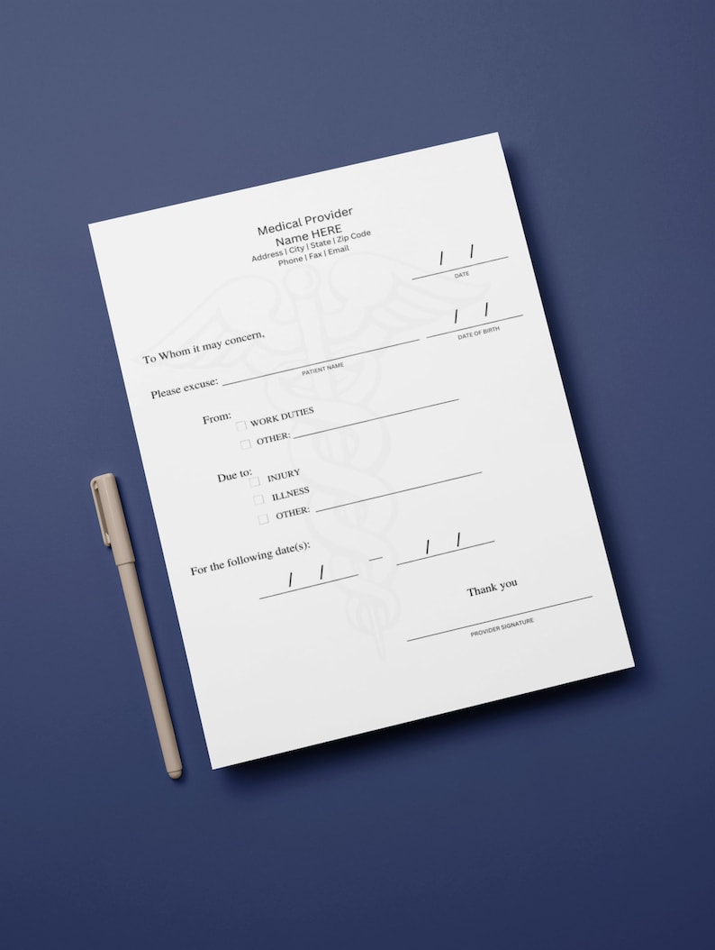 Custom Doctor's Note Excuse PDF Template Set of 9 Bundle - Etsy