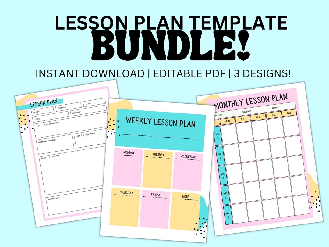 Lesson Plan Template Digital Planner Printable, Homeschool Teacher ...