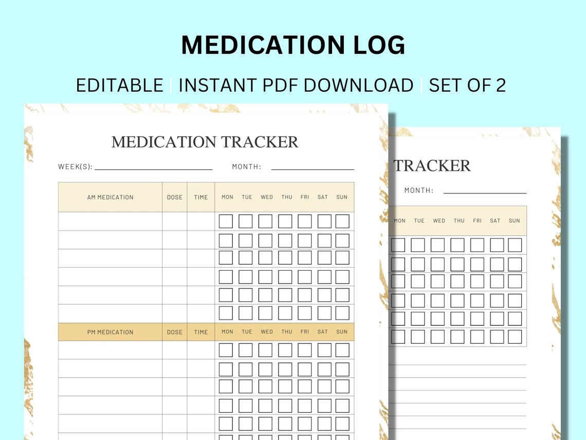 Medication Tracker Minimalist Instant PDF Download, Editable Printable ...