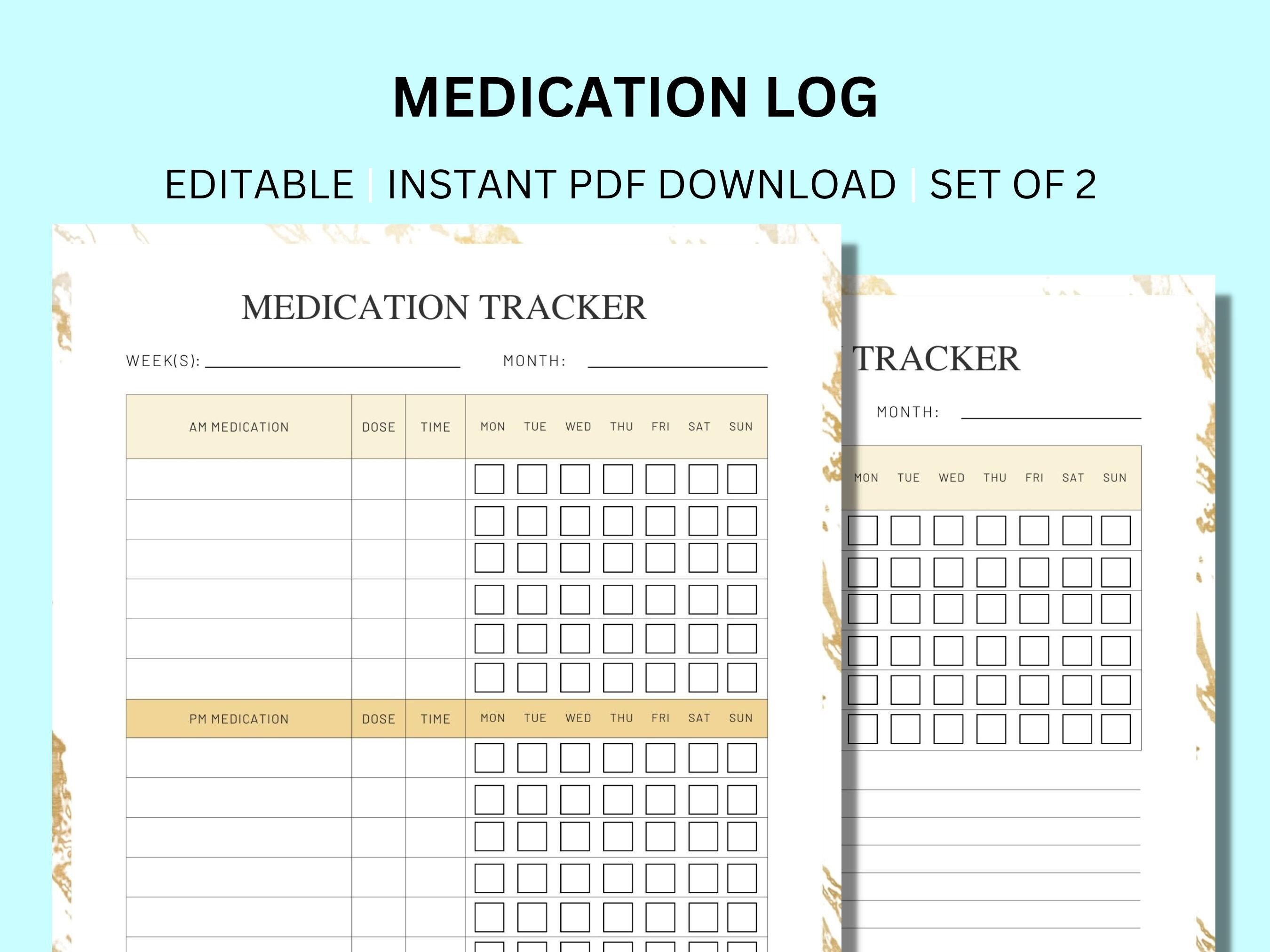 Medication Tracker Minimalist Instant PDF Download, Editable Printable ...