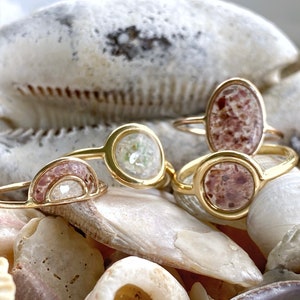 Hawaiian Rainbow Shell Resin Ring, 14K Gold Filled, Sterling Silver ...