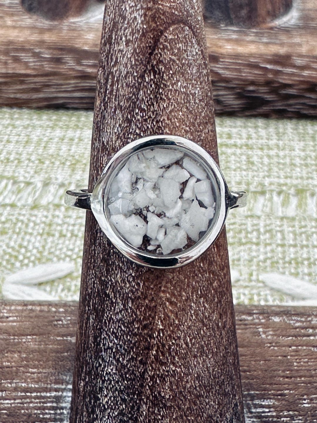 Hawaiian Shell Resin Ring, Stainless Steel, Beach Shell Ring, White ...