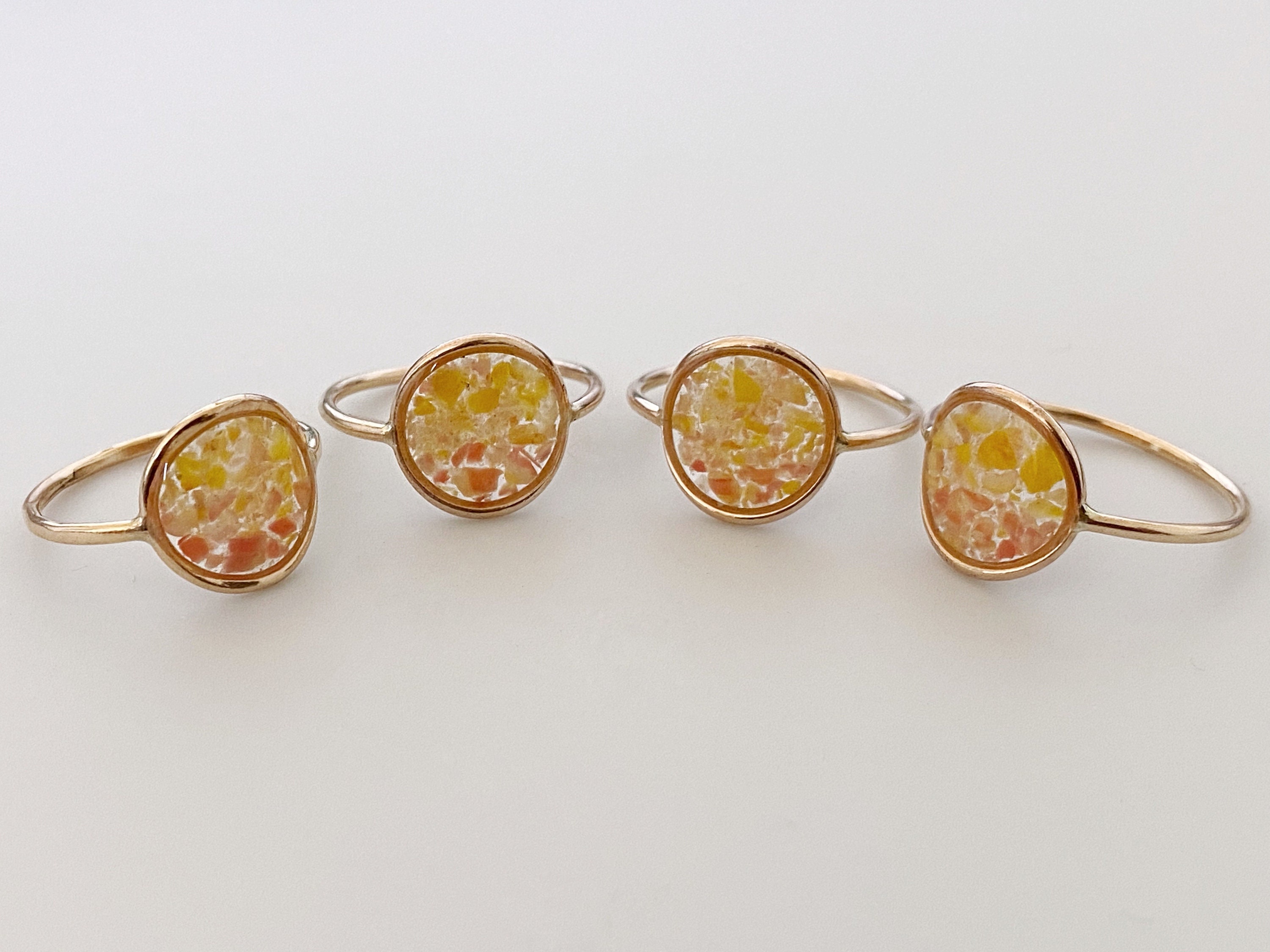 Hawaiian Sunrise Shell Resin Ring, 14K Gold Fill, Beach Shell Ring ...