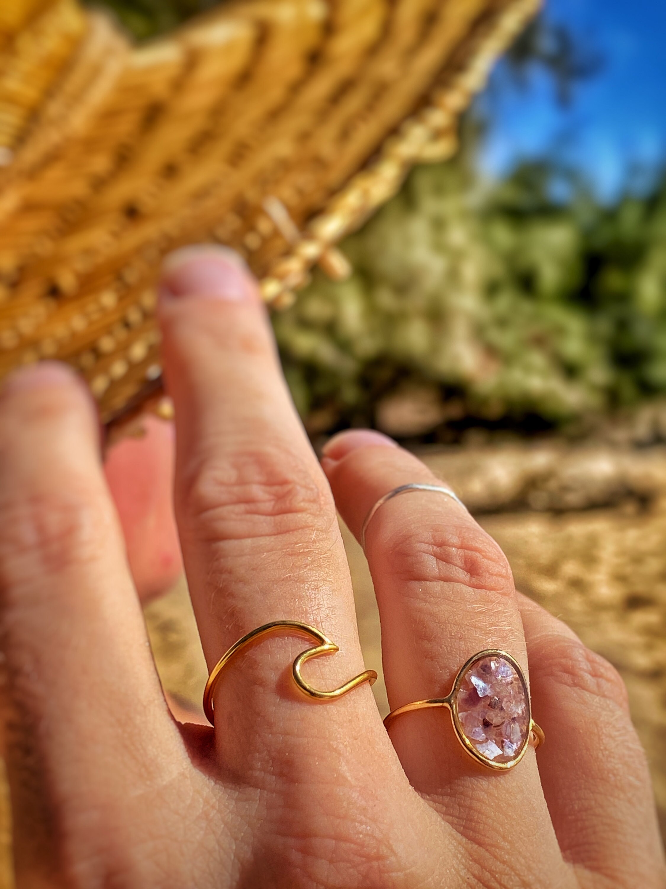 Hawaiian Shell Resin Ring 14K Gold Filled Oval Beach Shell - Etsy