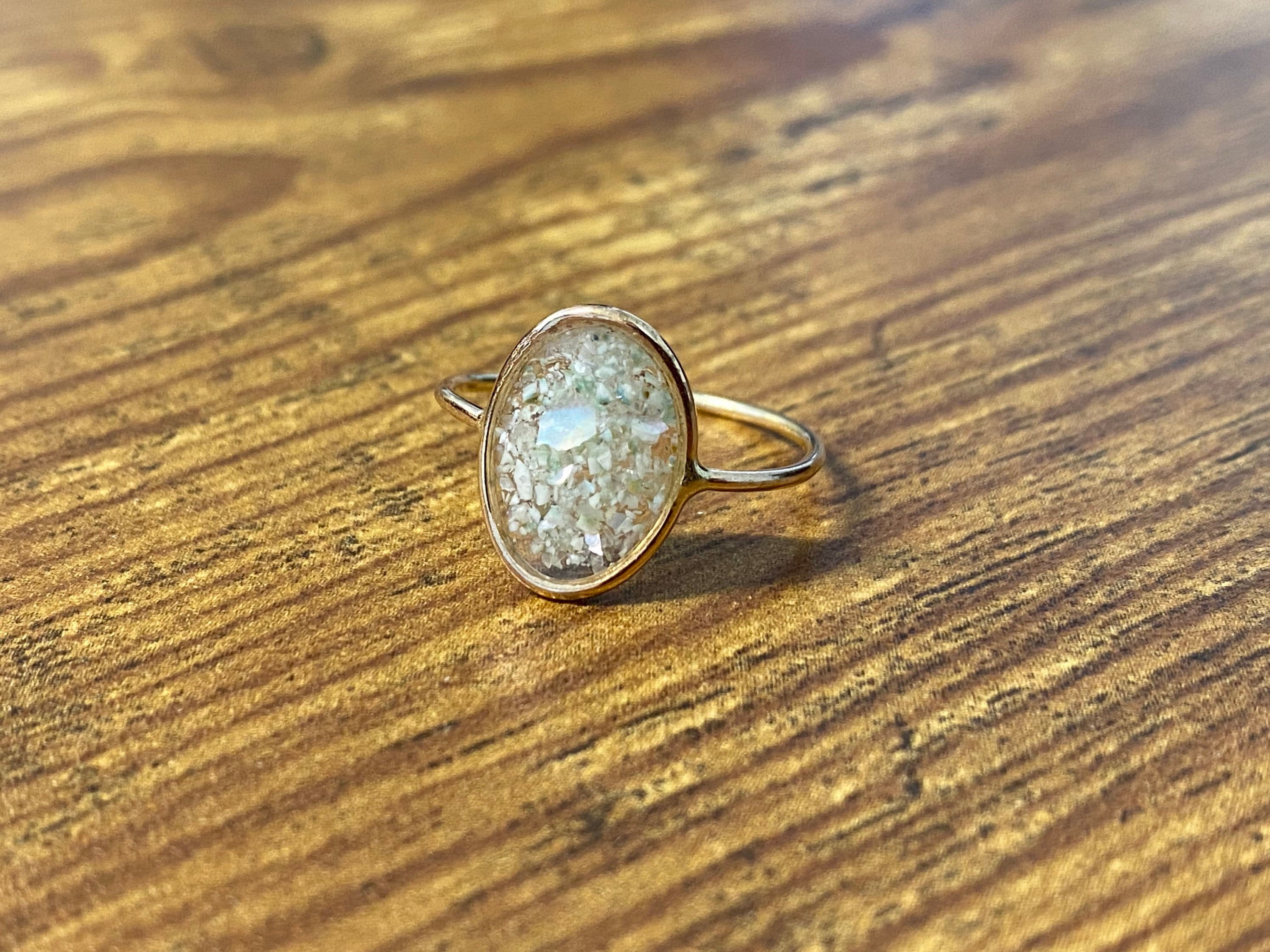 Hawaiian Shell Resin Ring 14K Gold Filled Oval Beach Shell - Etsy