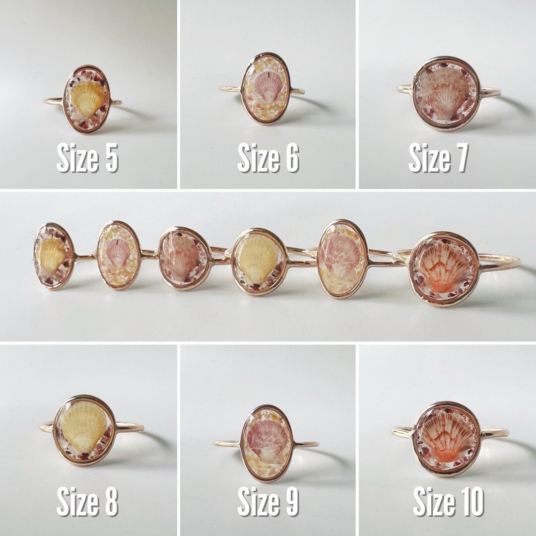 Hawaiian Shell Resin Ring, 14K Gold Fill, Beach Shell Ring, One of a Kind Full Shell Ring - Etsy