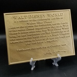 Disney World Dedication Plaque Replica Inspired Sign Home Decor ...
