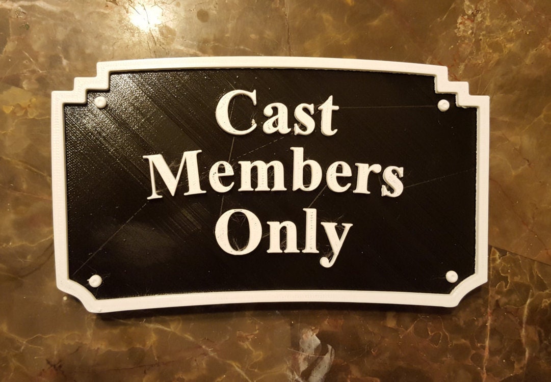 MGM Themed Cast Members Only Plaque / Sign - Dual Black / White Color ...