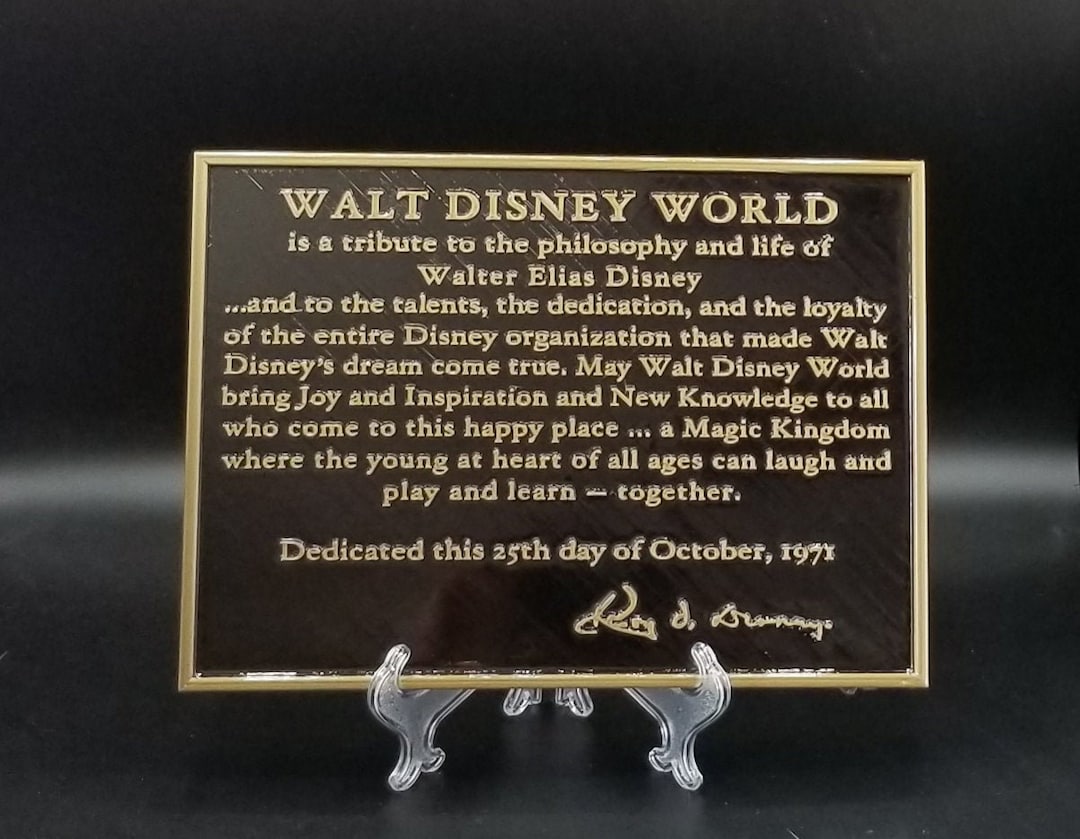 Disney World Dedication Plaque Replica Inspired Sign - ( Home Decor ...