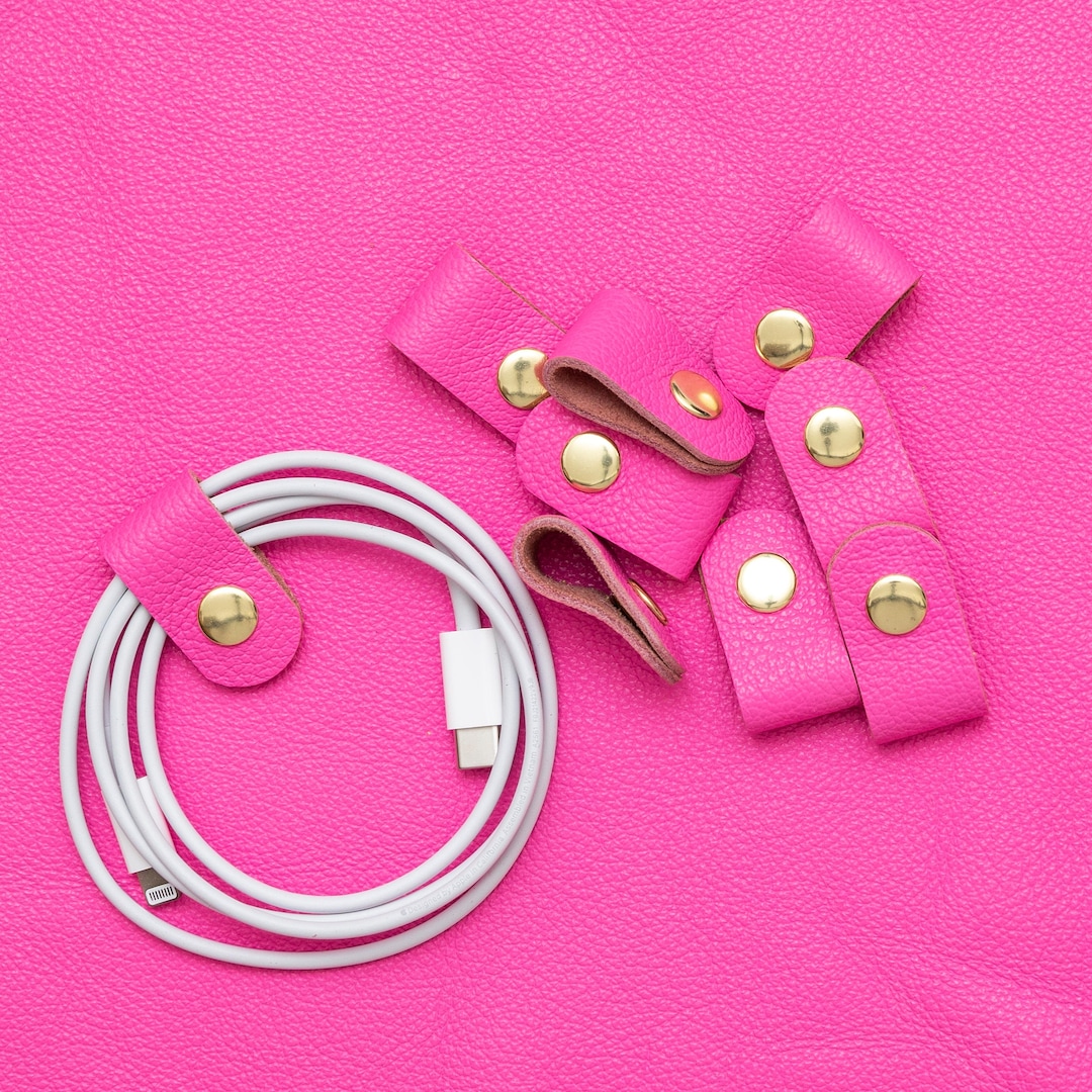 Cord Clip in Neon Pink > Italian Leather >solid Brass Snap > Cord ...