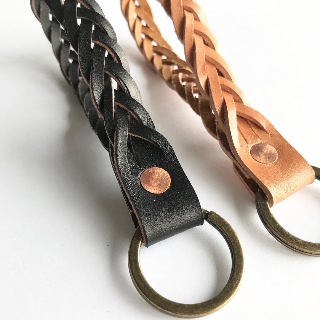 Braided Loop Key Ring > Leather Key Ring > Vegetable Tanned Leather Key ...