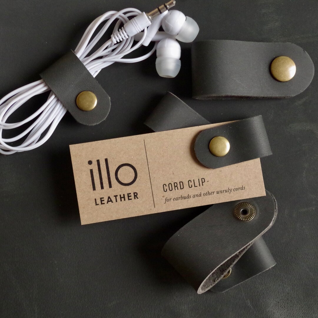 Cord Clip in Charcoal > Italian Nubuck > Full Grain Leather >solid ...