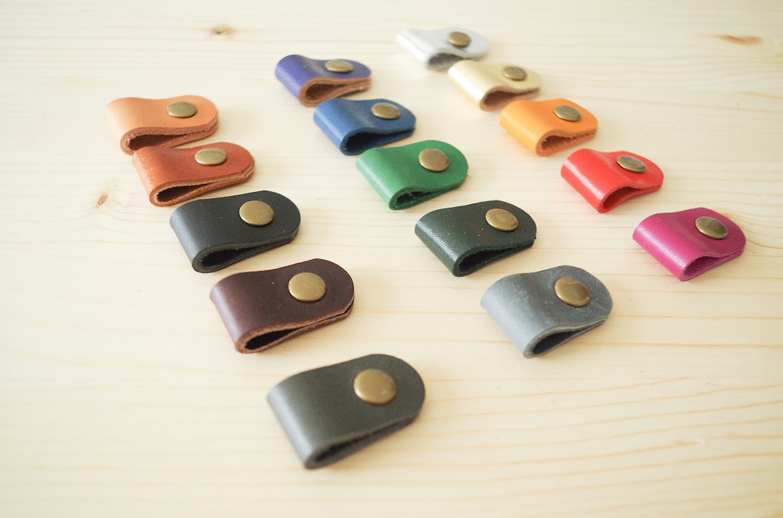 Cord Clip in Blue Solid Brass Snap Full Grain - Etsy