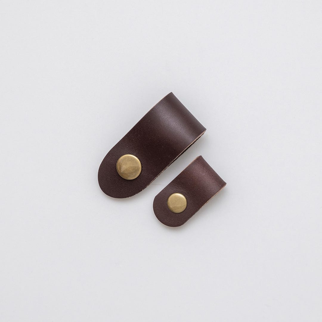 Cord Clip in Dark Brown > Solid Brass Snap > Full Grain Leather > Cord ...