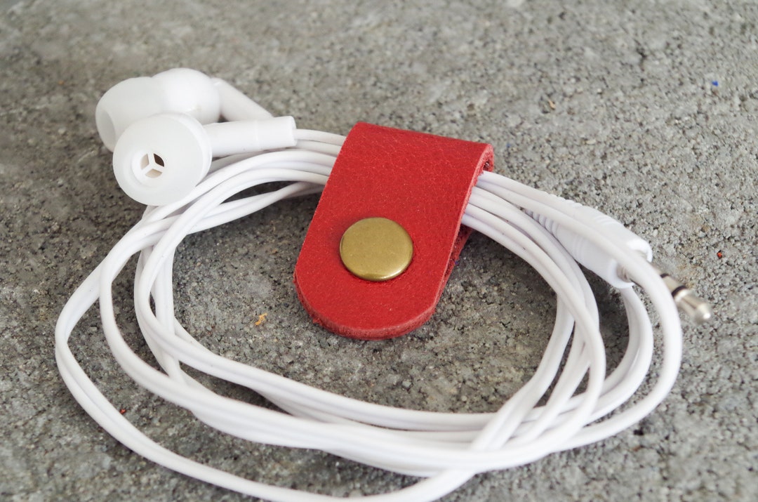 Cord Clip in Red > Solid Brass Snap > Full Grain Leather > Cord Keeper ...