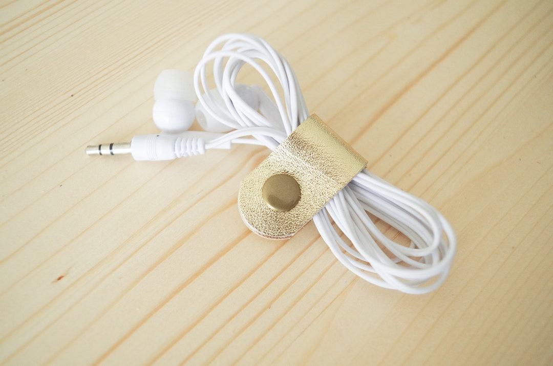 Cord Clip in Gold > Solid Brass Snap > Full Grain Leather > Cord Keeper ...