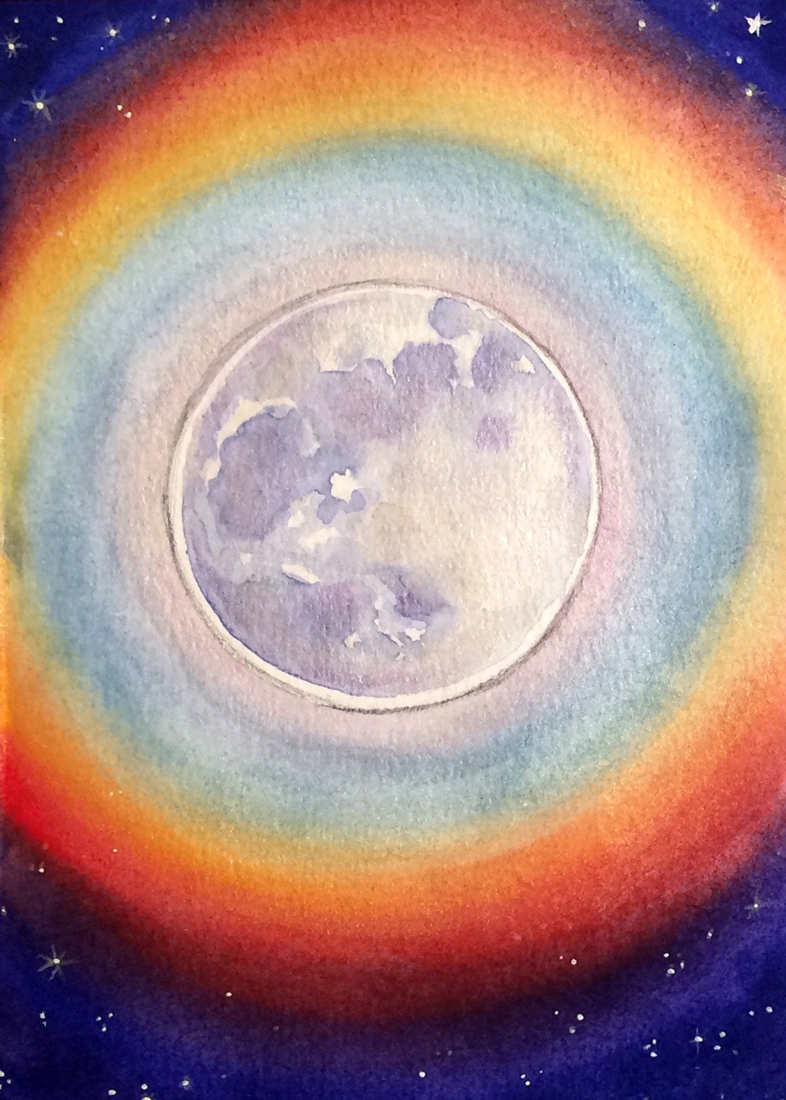 Moonbow/ Moon & Rainbow/ Fine Art Print/ Wall Art/ Bedroom Decor/ 5x7 ...