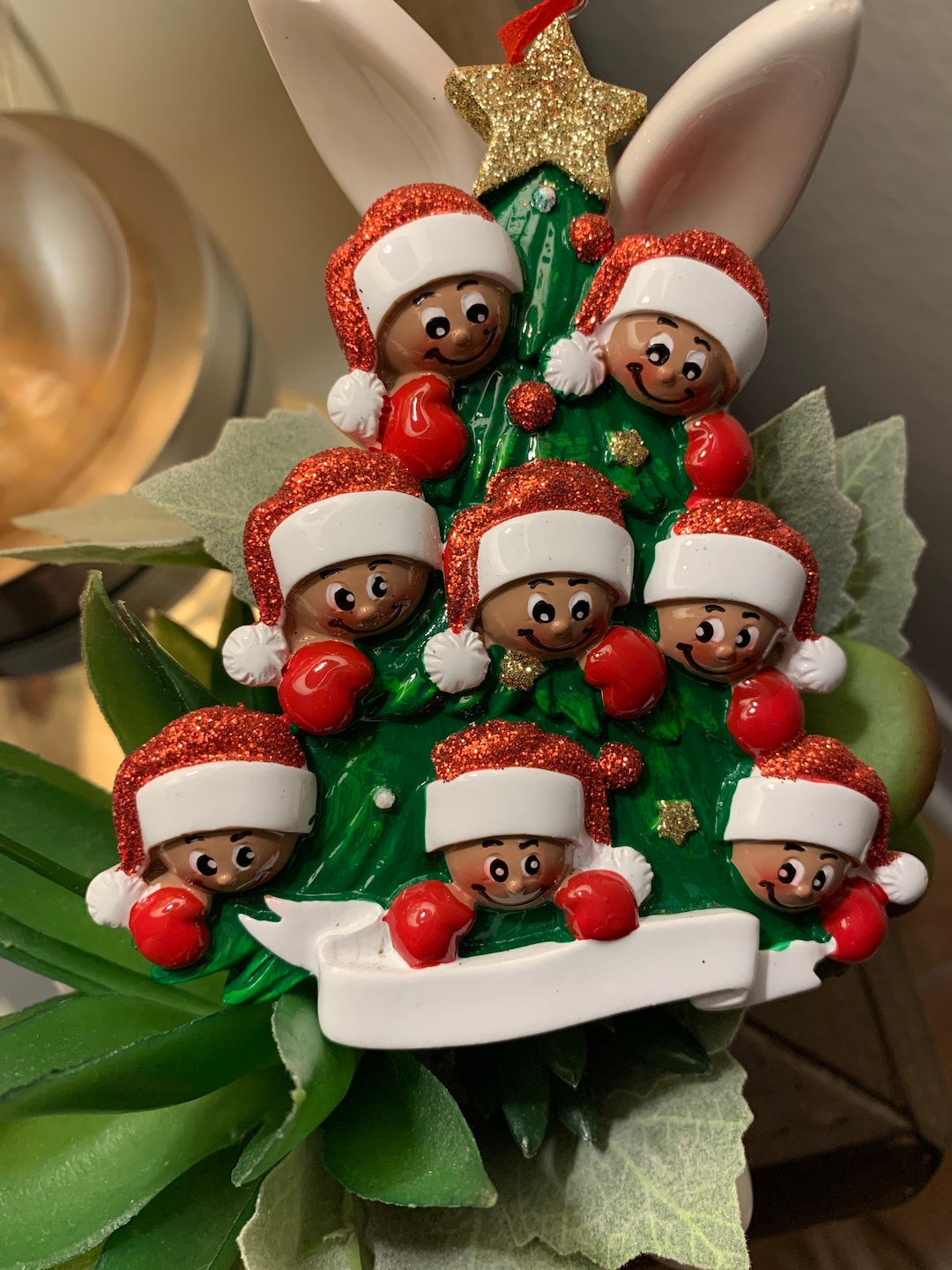 African American Christmas Tree Family of 8 Personalized Ornaments - Etsy