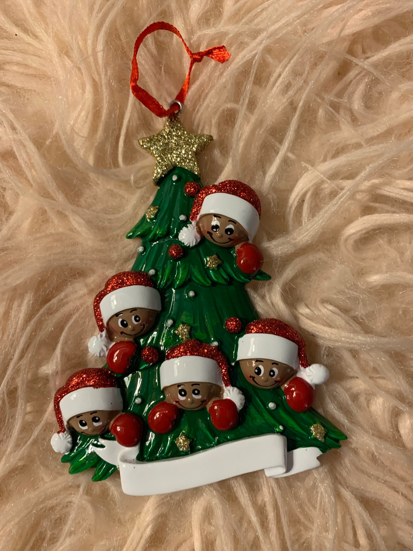 African American Tree Family of 5 Personalized Christmas | Etsy