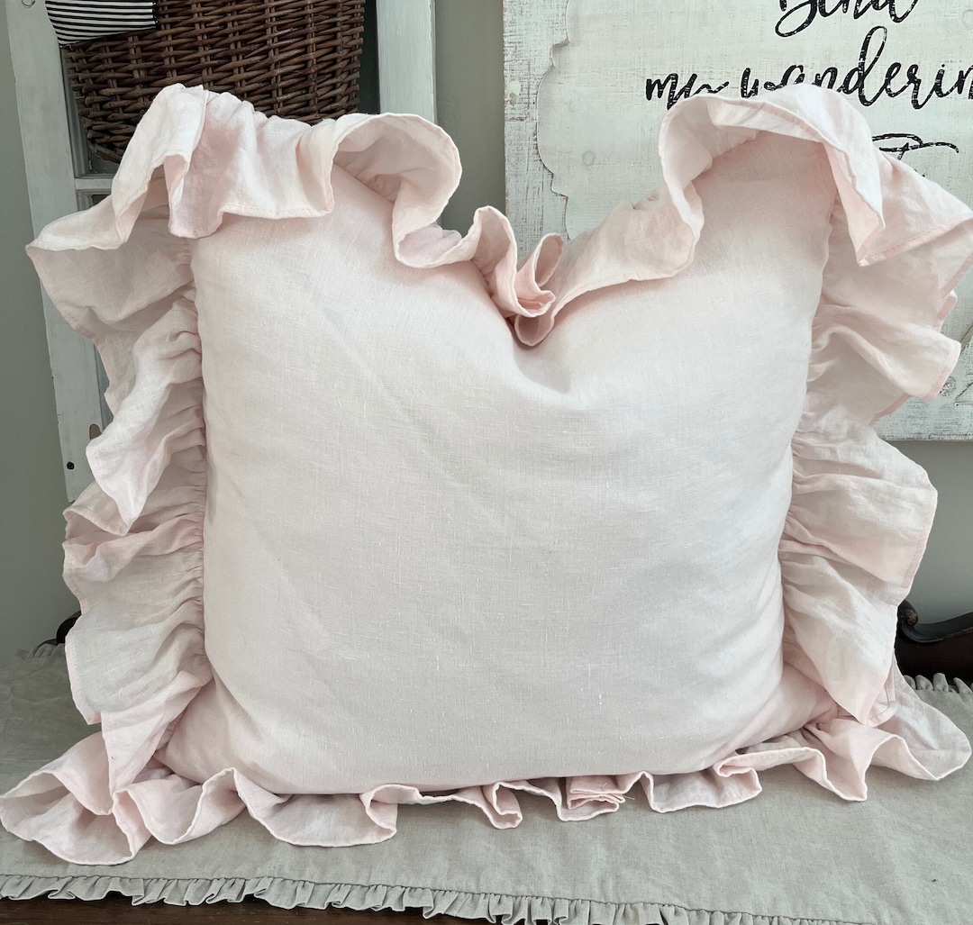 Soft Blush Pink Linen With Long Hemmed Ruffle - Etsy
