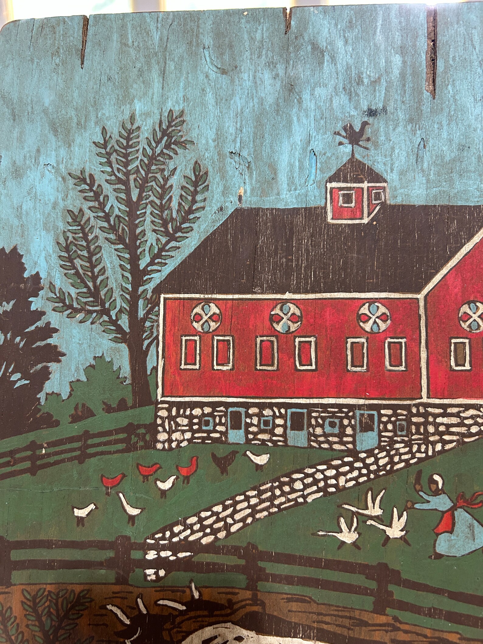 Vintage Primitive Amish Farm Painting on Board - Etsy