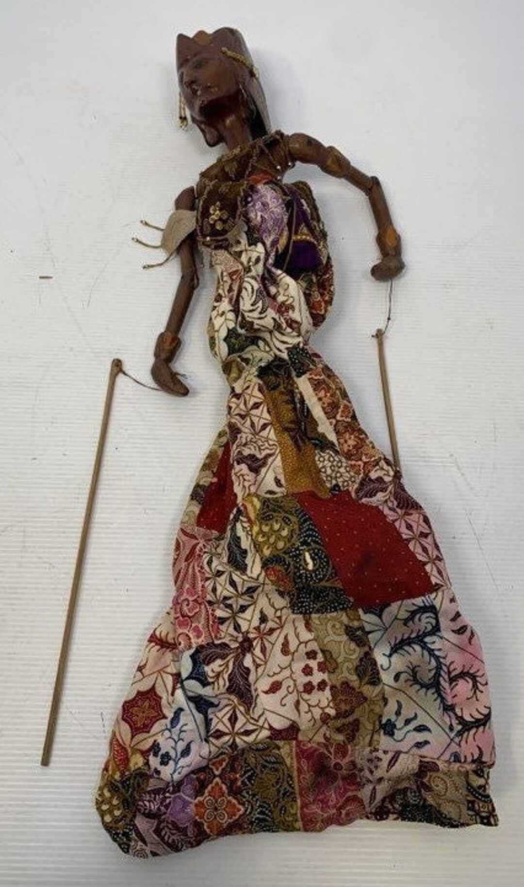 Vintage Hand Made Wooden Bali Stick Puppet on Stand Wayang Golek on ...