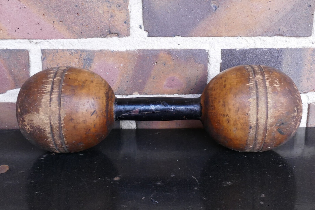Vintage Exercise Equipment Antique Wood Dumbbell / Barbell / Hand ...