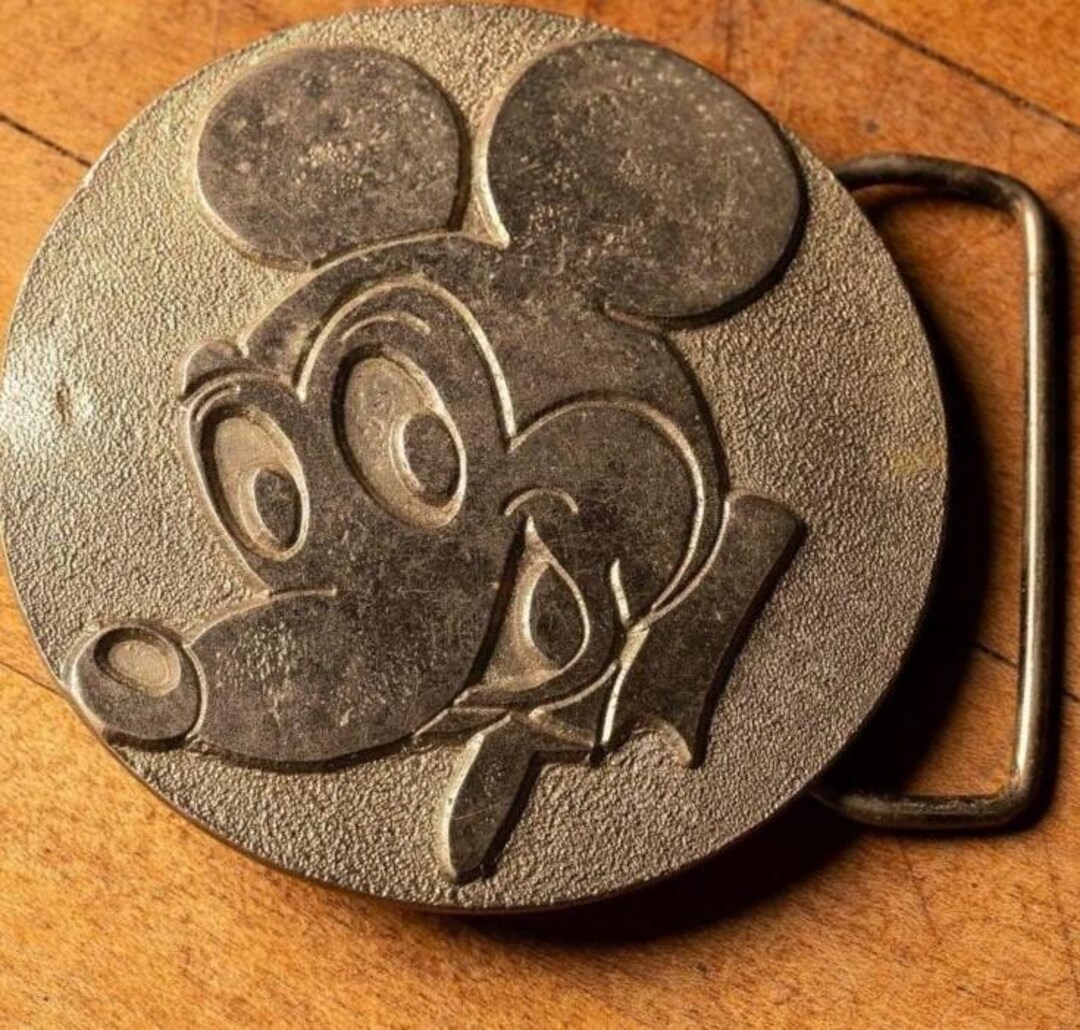 Vintage Belt Buckle - Cast Metal Mickey Mouse! 2.75" - Etsy