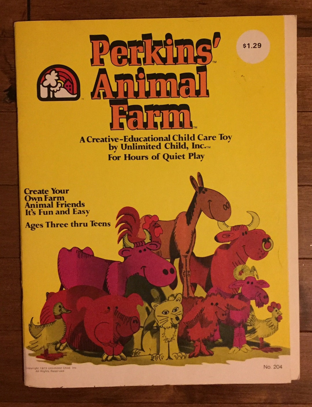 A VERY RARE FIND! 1970's Perkins' Animal Farm Coloring Book/cut-out ...
