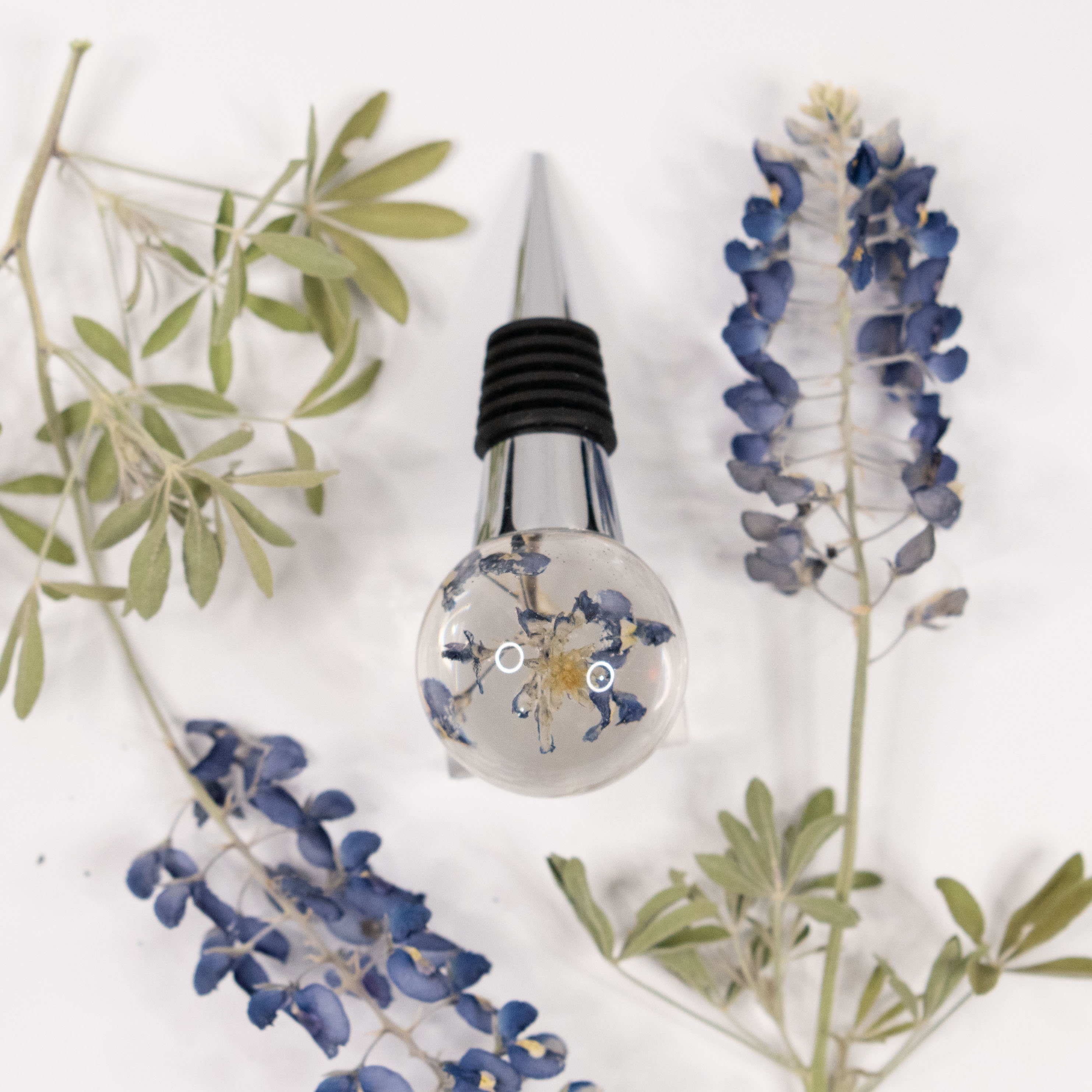 Bluebonnet 5-piece Set, Wine Bottle Stopper, Oval Necklace, Keychain ...