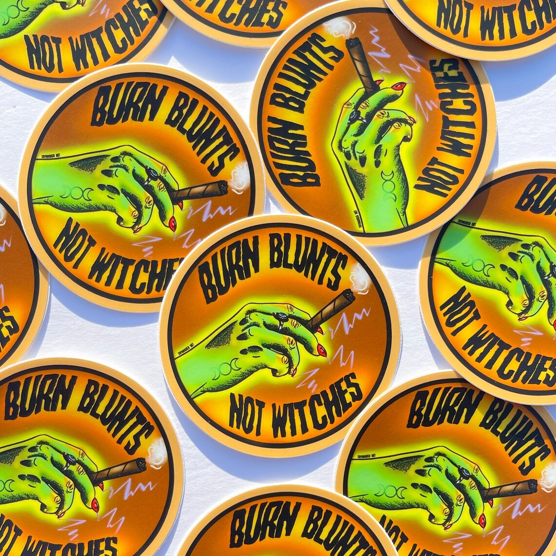 Burn Blunts Not Witches Sticker Blunt Sticker Weed Witch - Etsy