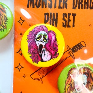 Monster Drag Pin Set, Halloween Pin Set, Horror Movie Pin Set, Drag Pin ...
