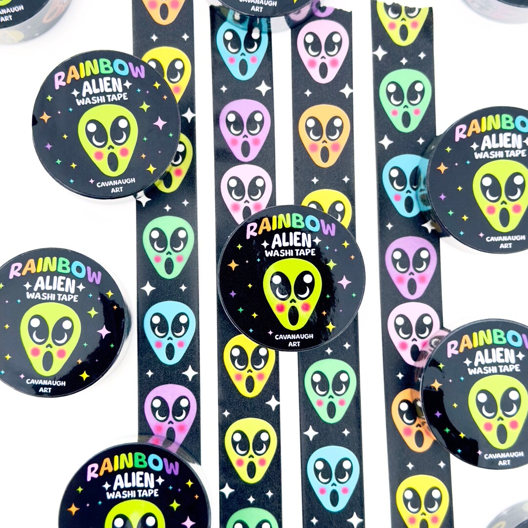 Rainbow Alien Washi Tape, Alien Washi Tape, Rainbow Washi Tape, Rainbow ...
